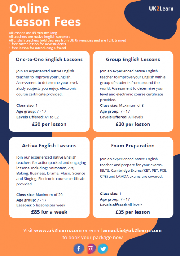 Online Lesson Fees - UK2Learn